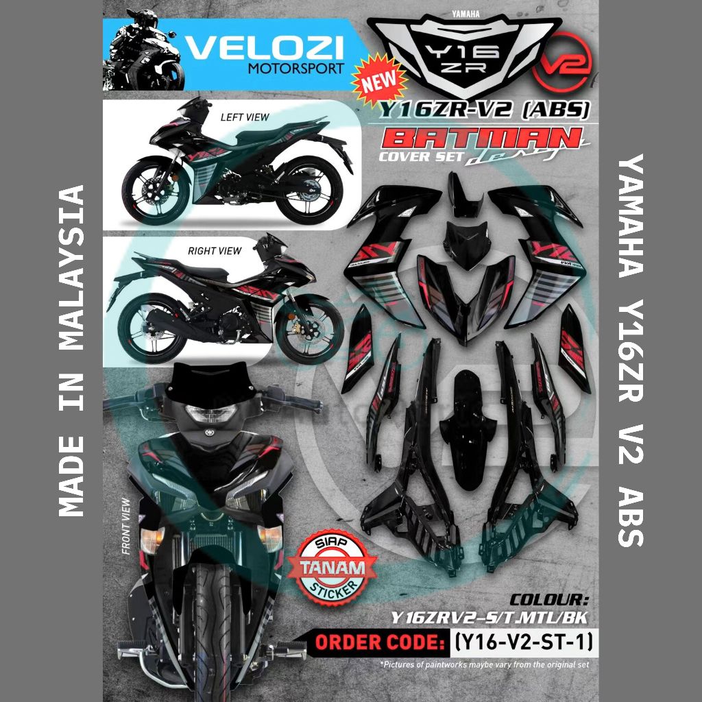 YAMAHA MOTOR Y16ZR V2 ABS Y16 V2 ABS BODY COVER SET STICKER SIAP TANAM ...