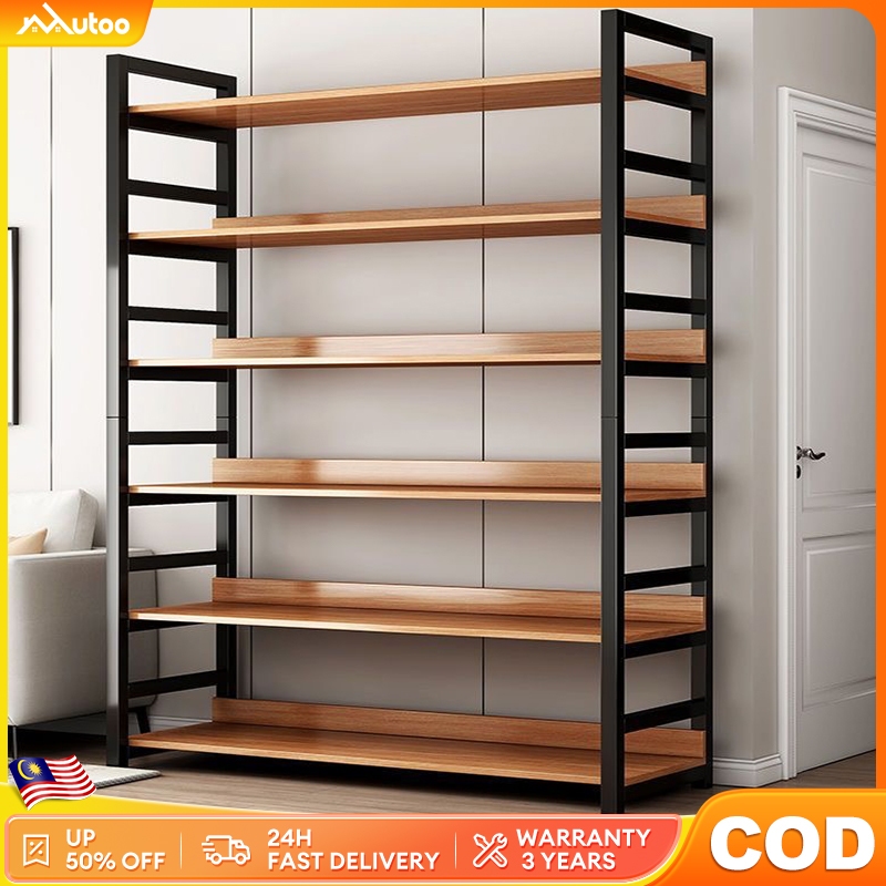 5/6Tier Storage Rack Bookshelf Rack Modern Metal Office Shelf Rak Buku ...