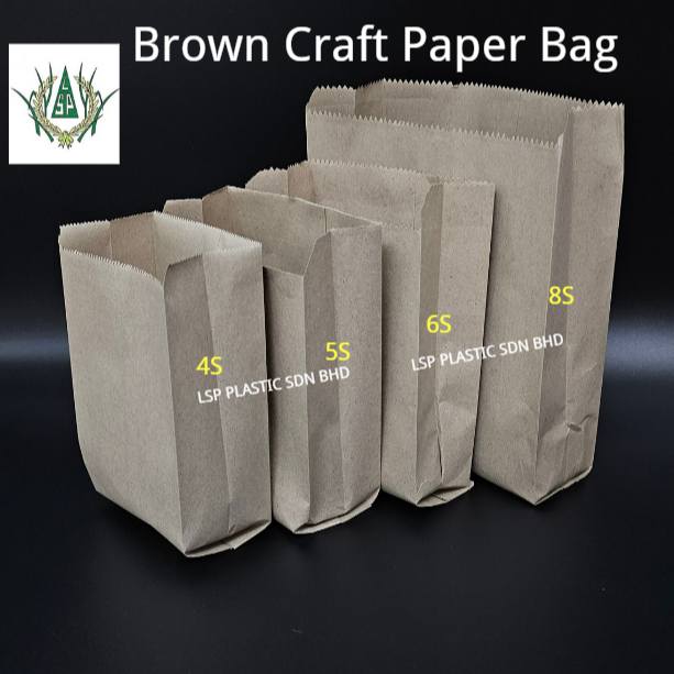 Disposable Brown Paper Bag 4s/5s/6s/8s (100pcs) | Shopee Malaysia
