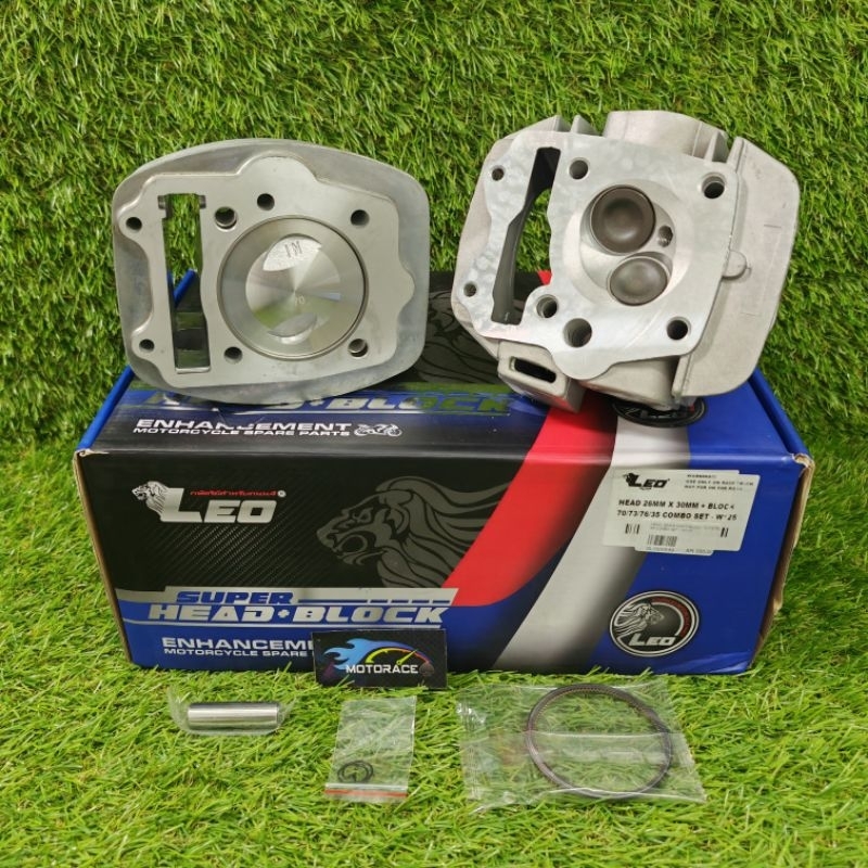 LEO RACING HEAD WITH VALVE 26/30MM + BLOCK ALLOY 70MM WAVE125 HONDA ...