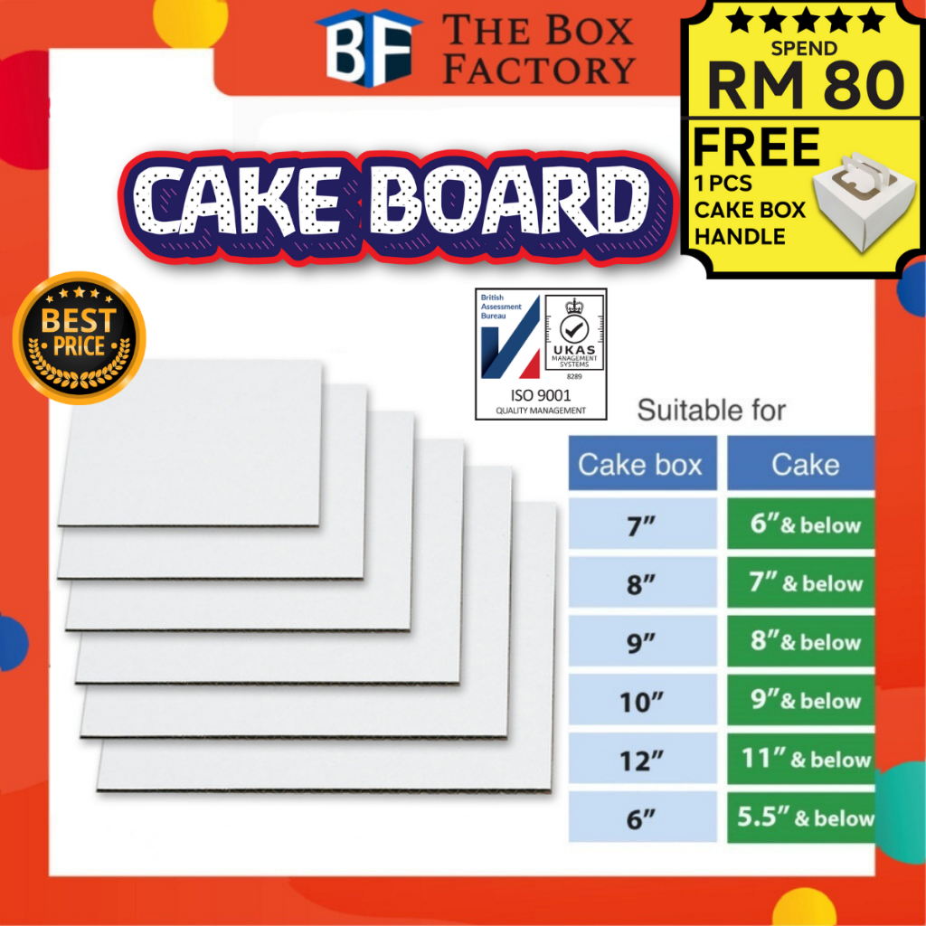 Cake Board Square Papan Kek Segi Empat High Quality Thick Board ️‍🔥 ...
