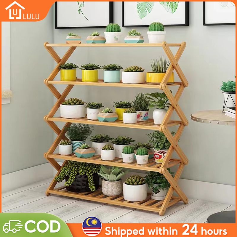 Bamboo Flower Pot Rack Stand Plant Garden Rack Indoor Outdoor Potted ...
