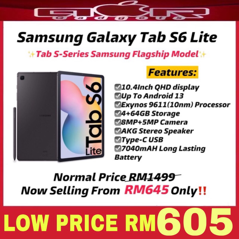 Samsung Galaxy Tab S6 Lite 4+64GB (SM-P610) 10.4Inch Exynos 10nm ...