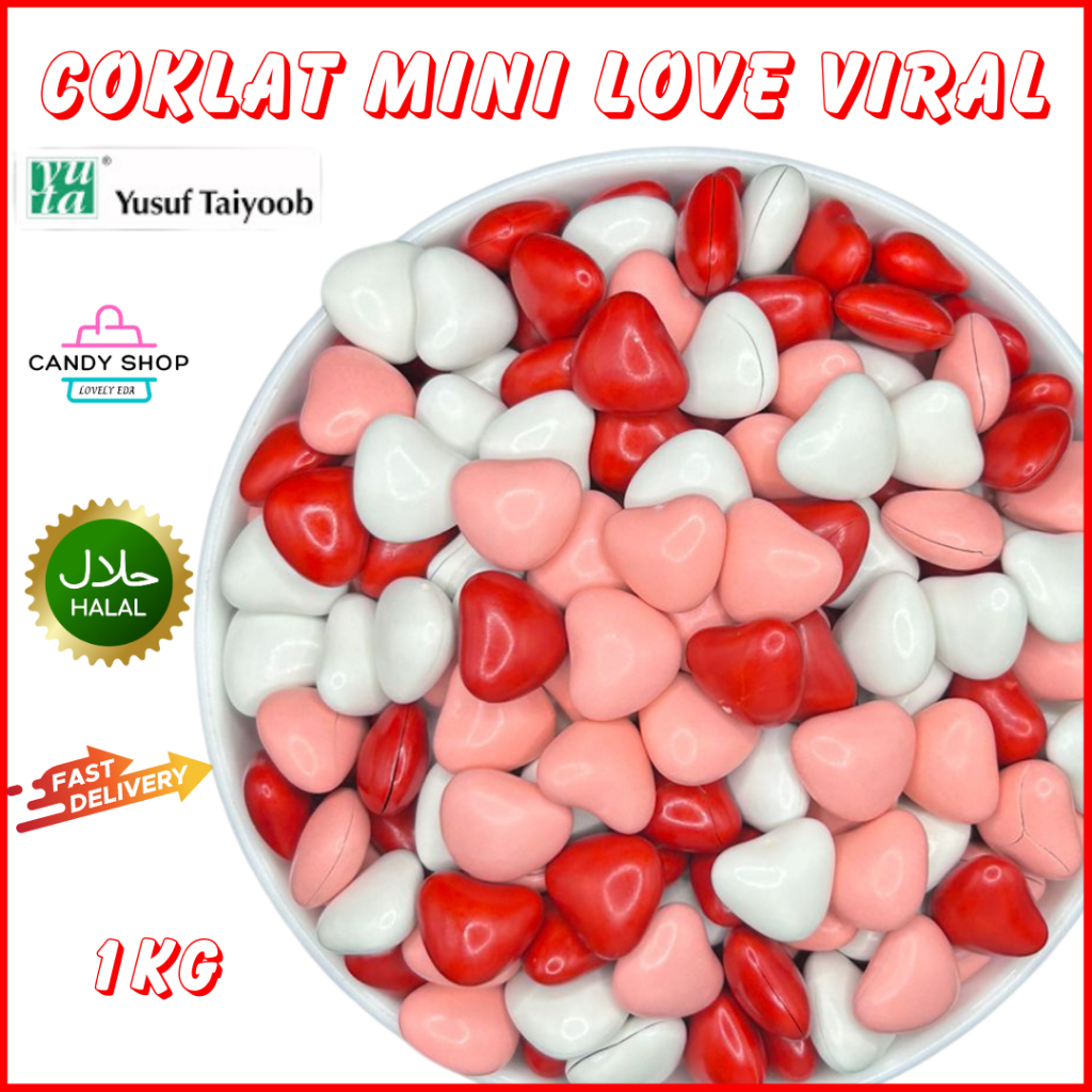COKLAT MINI LOVE VIRAL ( 1KG ) Mini Heart Chocolate Decor Yusuff ...