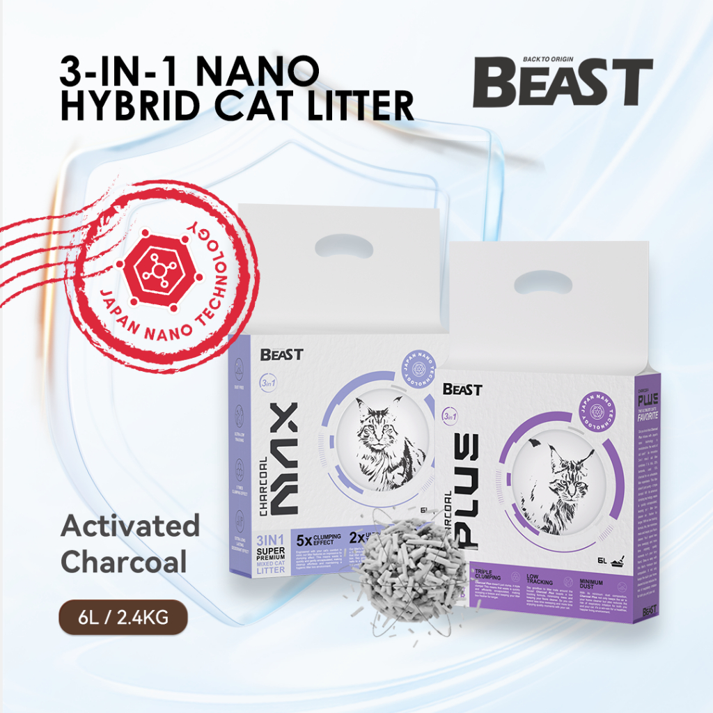BEAST CHARCOAL MAX CHARCOAL PLUS Nano Hybrid Cat Litter Activated ...