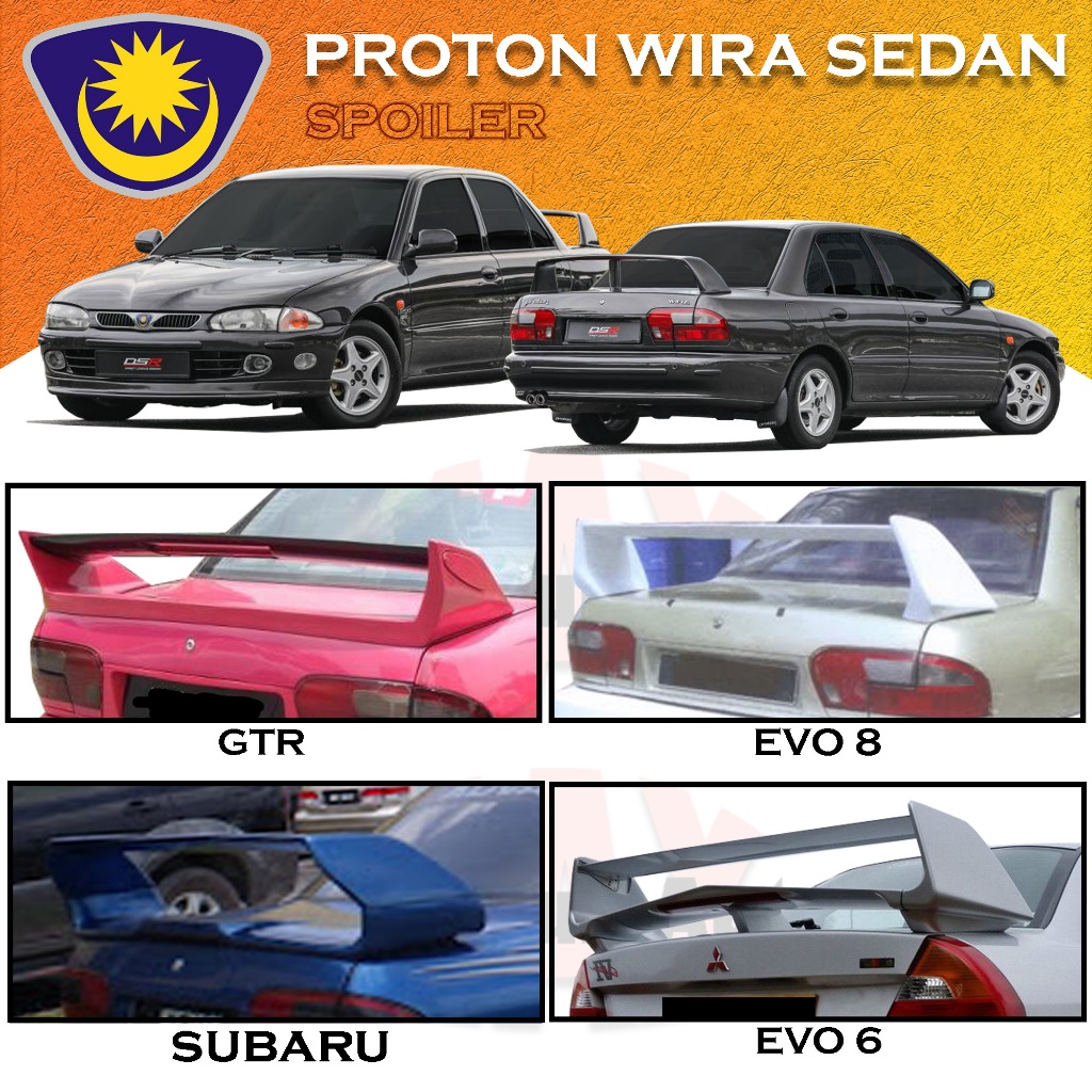 PROTON WIRA SEDAN SALOON REAR TRUNK SPOILER (FIBER SPOILER FOR WIRA ...