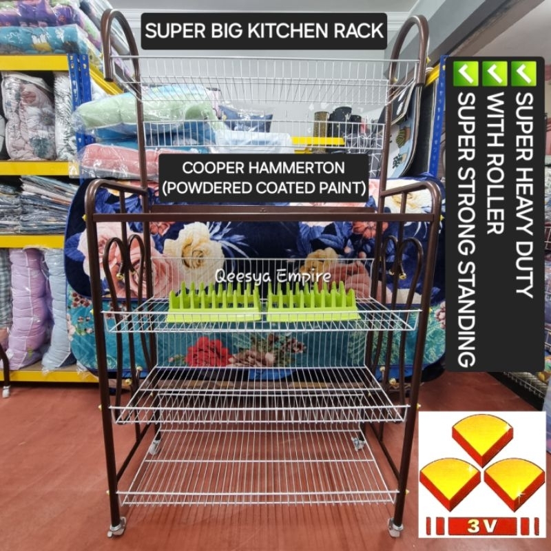 🧸QEE 3V SUPER BIG KITCHEN RACK SUPER HEAVY DUTY PRODUCT | Shopee Malaysia