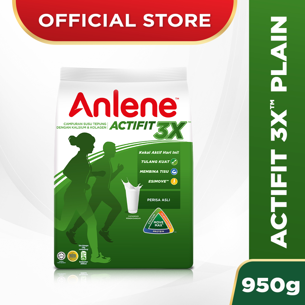 ANLENE Actifit 3X Regular High Calcium Adult Milk Powder Plain Susu Tepung 奶粉 (950g) | Shopee ...