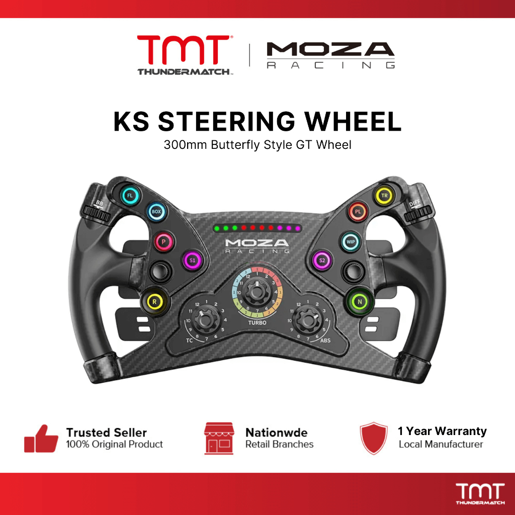 MOZA Racing KS Steering Wheel 300mm Butterfly Style GT Wheel With ...