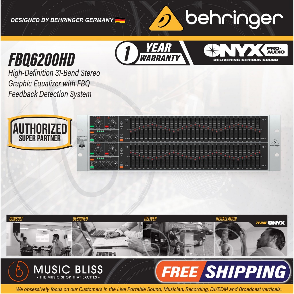 Behringer FBQ6200HD 31-band Stereo Graphic Equalizer (FBQ-6200HD / FBQ ...