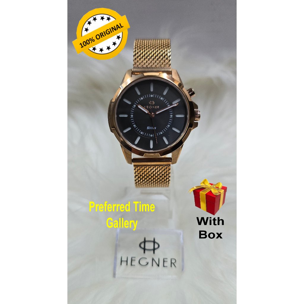 (Men) 100% ORIGINAL HEGNER 8-169263LPR Rose Gold LED Light Stainless ...