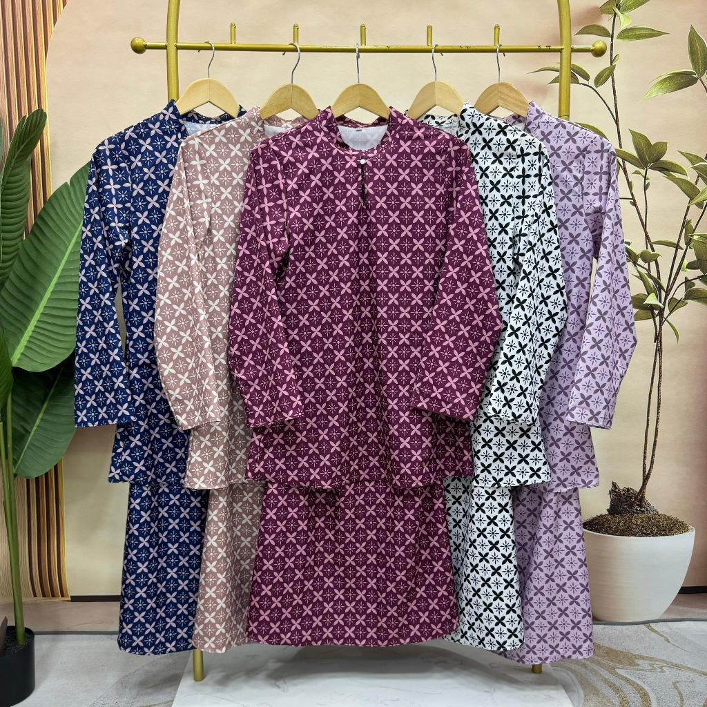 [Nayla.z]Dewasa Saiz36-52(S-6XL) Set Baju Kurung Bercorak Berkolar Kain ...