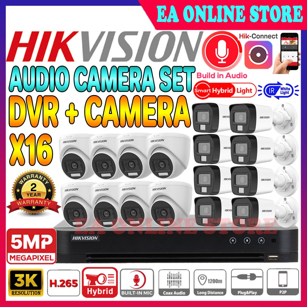HIK HIKVISION🌟16-CHANNEL🌟5.0MP Smart Hybrid Light 16CH PACKAGE SET DVR ...