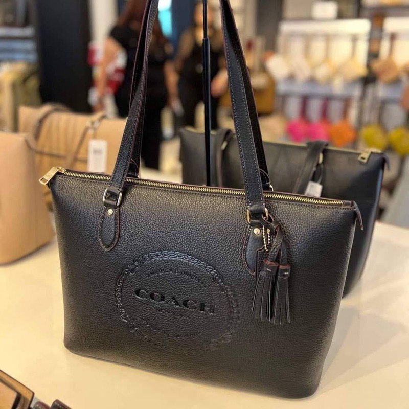 🇲🇾💯 Coach Gallery Tote with Coach Heritage(Trendy Bag) Beg Tote Coach ...