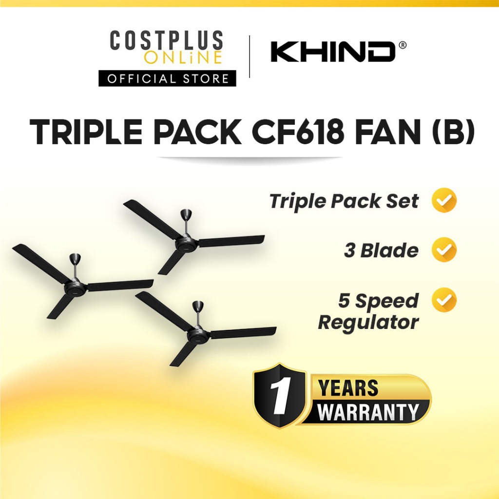 [TRIPLE PACK] 3 x KHIND CF618 / CF625 60" Ceiling Fan (SIRIM Certified ...