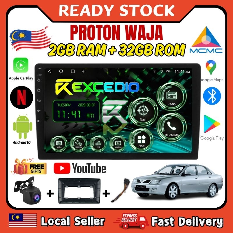 (Free Reverse Camera)1 Set Proton Waja 2000-2011 Android Player QLED ...