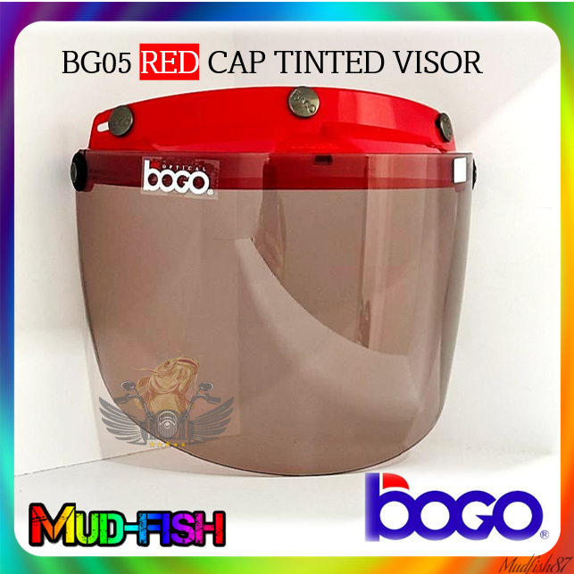 BOGO BG05 BG-05 3 BUTTONS RED COLOUR CAP MERAH (TINTED VISOR) | Shopee ...
