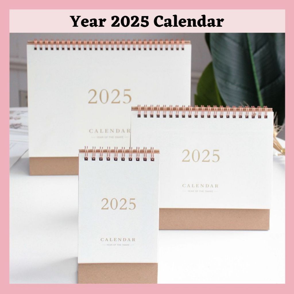 【Readystock】Year 2025 Solid Color Calendar Simple Ins Retro Desktop ...