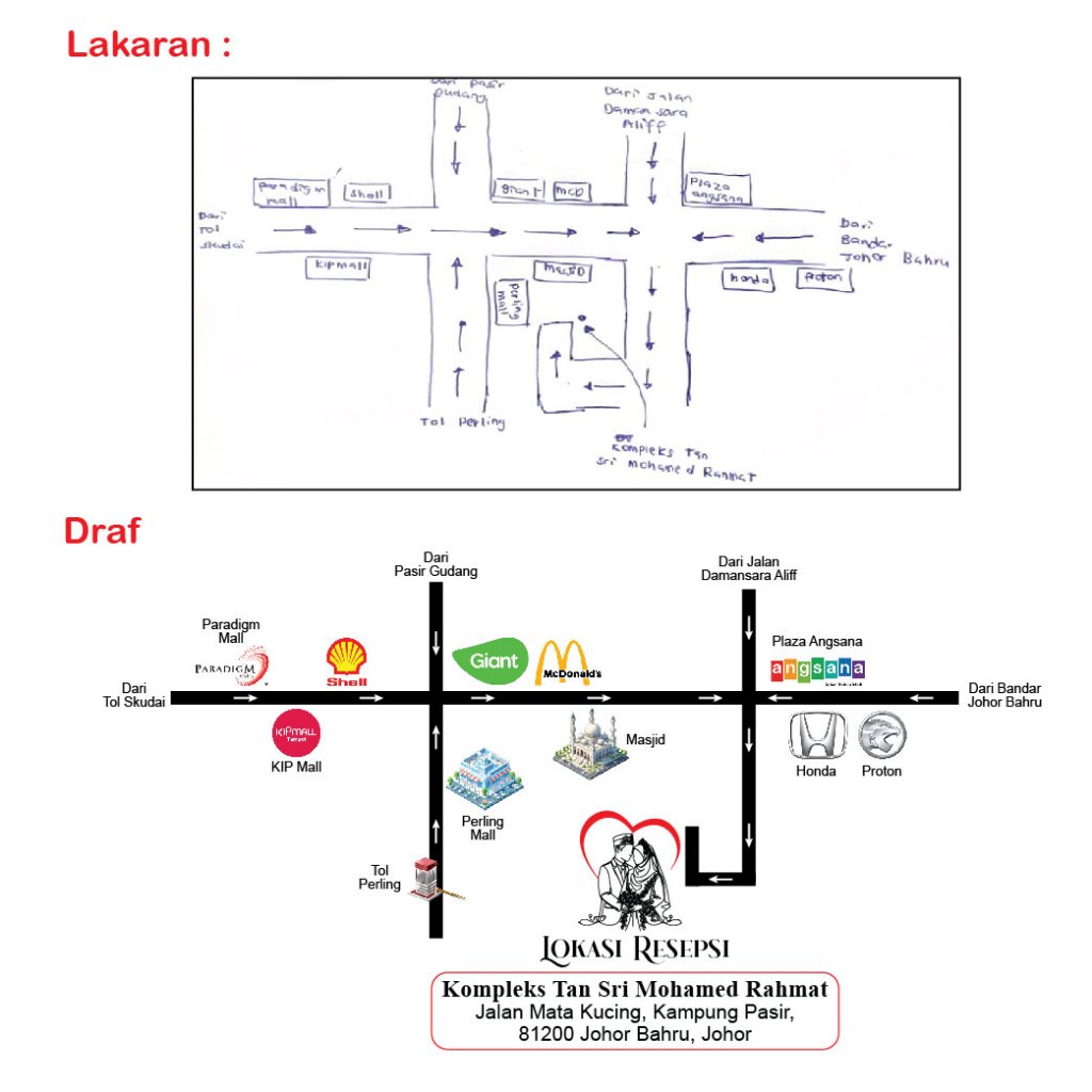 Design peta / map kad kahwin dewan majlis kenduri | Shopee Malaysia