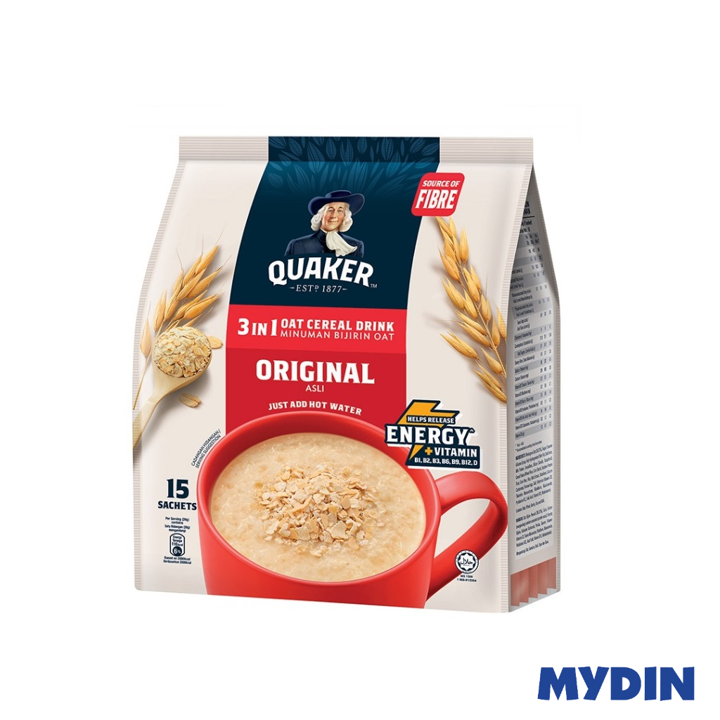 Quaker 3 in 1 Oat Cereal Drink Original (15's x 28g) | Shopee Malaysia