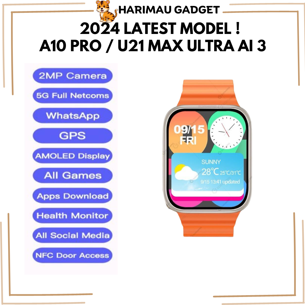 MAXWEAR A10 PRO / U21 Ultra 2 49mm Smart Watch Android SIM CARD ...