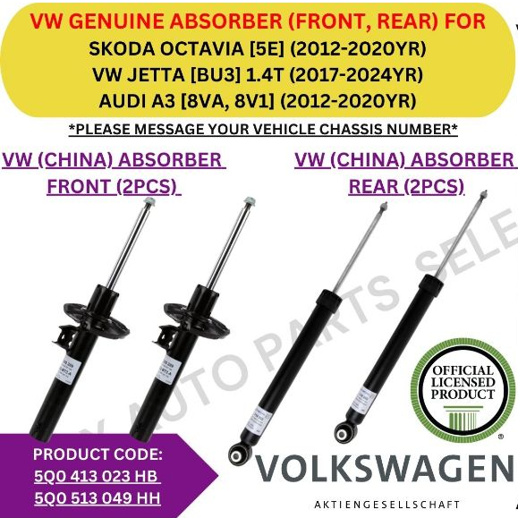 VW GROUP GENUINE ABSORBER (FRONT, REAR) FOR SKODA OCTAVIA [5E] '12-20YR ...