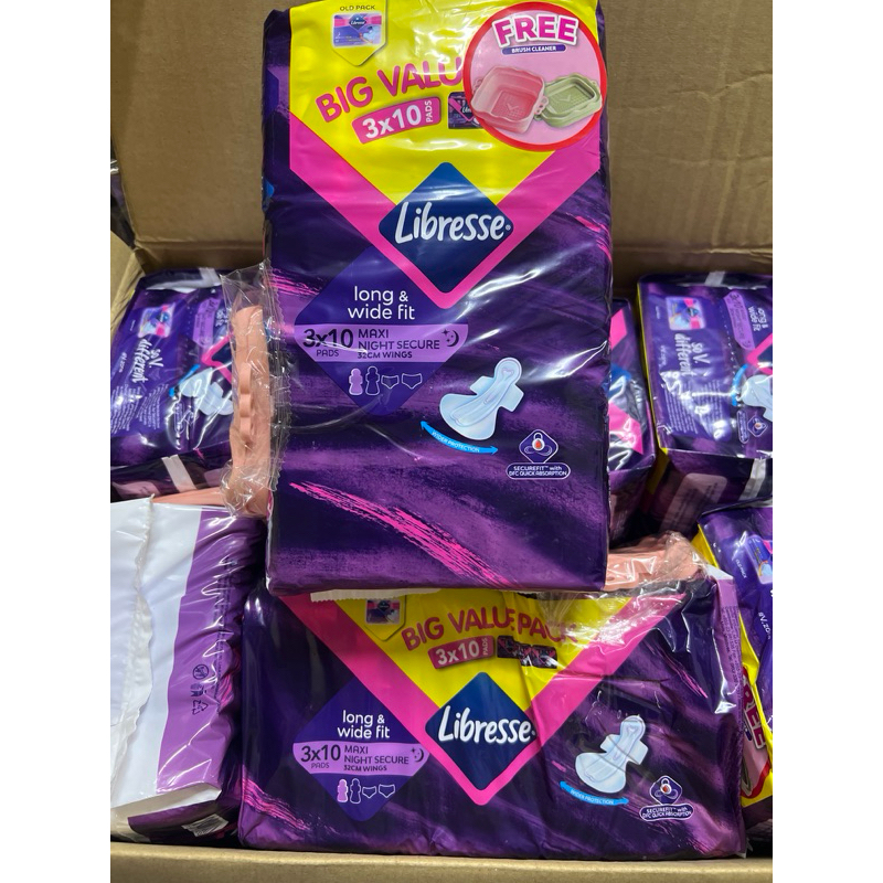 Libresse Long & Wide Fit (3x10pads) Maxi Night Secure 32cm Wings (Big ...