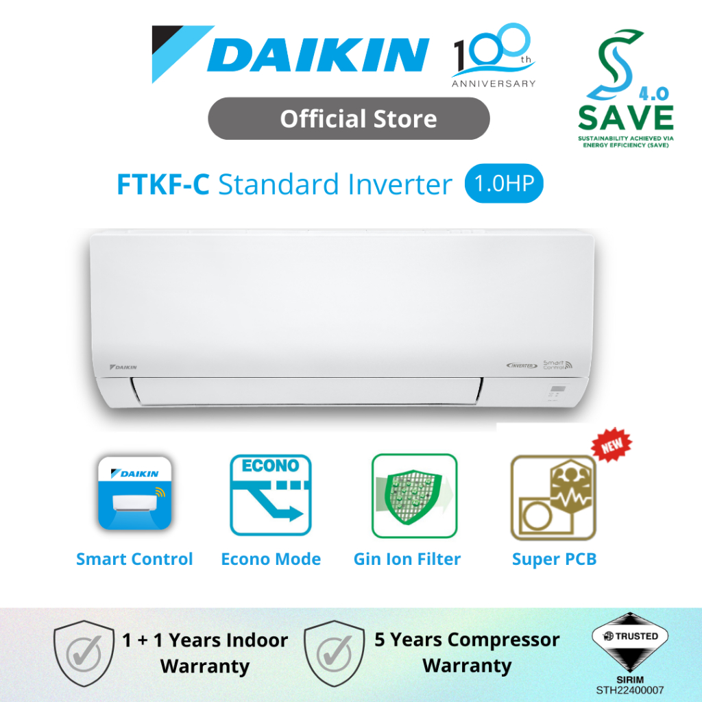 DAIKIN Standard Inverter Air Conditioner FTKF R32 (1.0HP) FTKF25C / RKF25C-3WMY-LF | Shopee Malaysia
