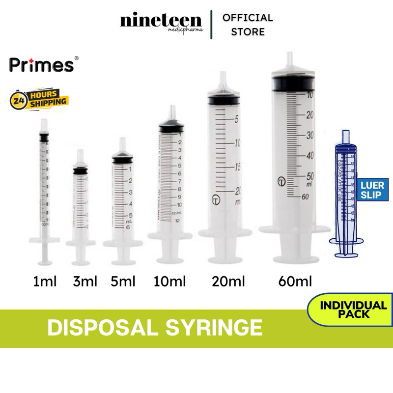 AROS / PRIMES Disposable Syringe LUER SLIP (1ml 3ml 5ml 10ml 20ml 60ml) 1 Piece | Shopee Malaysia