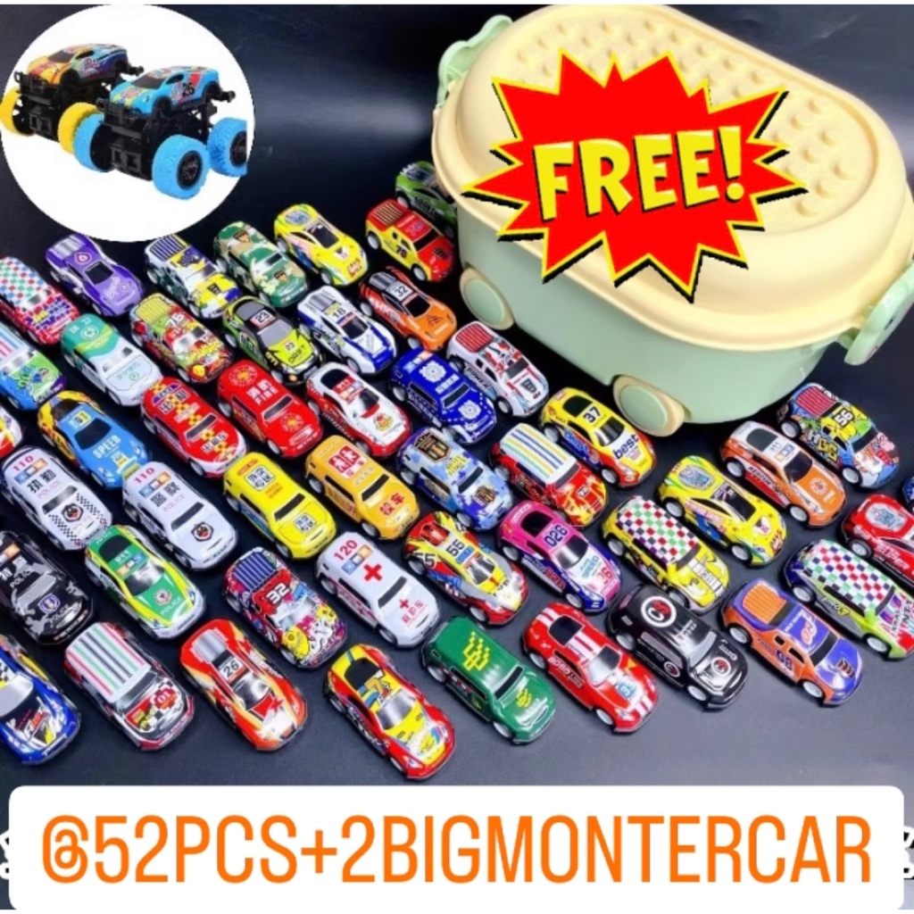 52 + 2 Big Car Mini Toys pull-back alloy sports car model toy boy ...