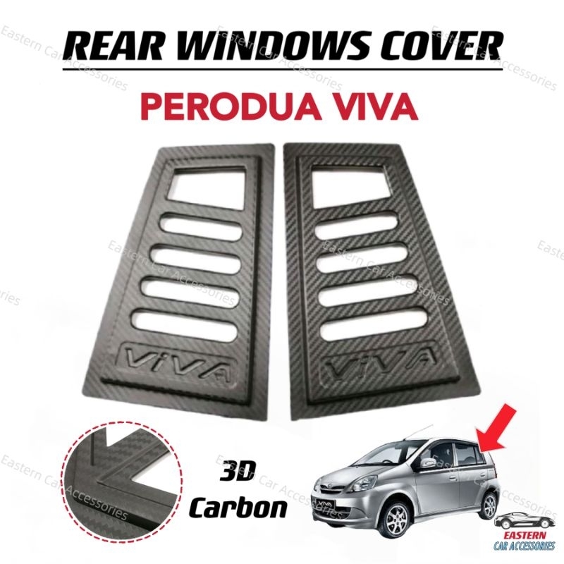 PERODUA Viva Rear Side 3D Carbon Style Window Triangle Mirror Cover ...