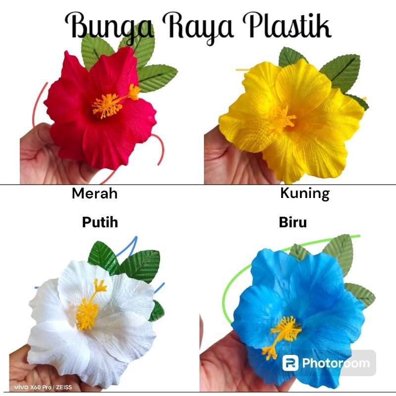 Bunga Raya merah siap daun, Artificial hibiscus, bunga Raya sanggul ...