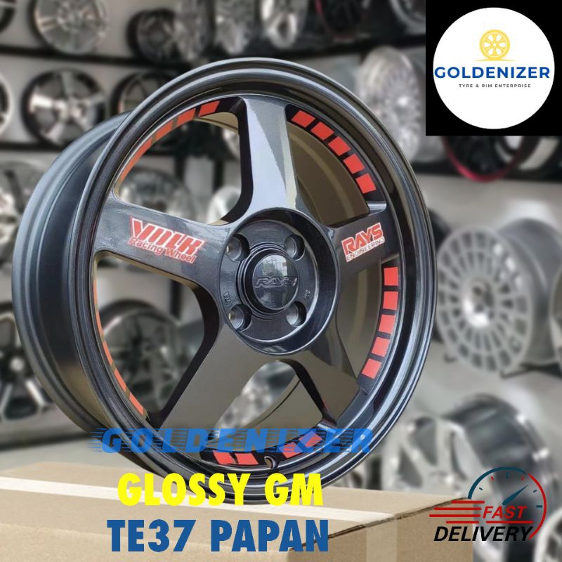 TE37 PAPAN New sport rim 🛞 kereta 15" 16" myvi BEZZA vios wira persona saga vios 15inch 16inch ...