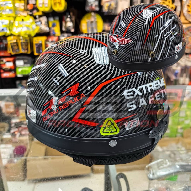 100% MHR HELMET CARBON (2024 NEW DESIGN) MHR STENG HALF | Shopee Malaysia