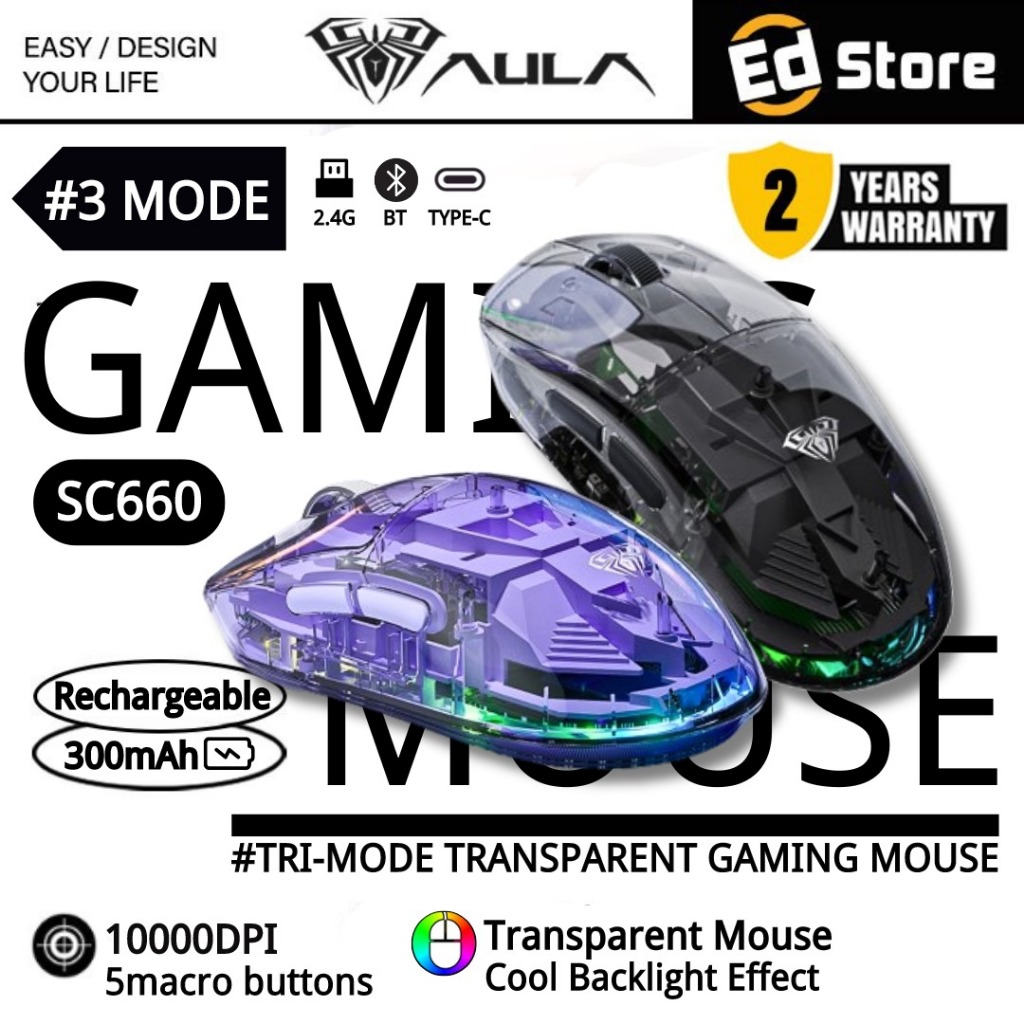 AULA SC660 3Mode Gaming Mouse Bluetooth /2.4G /Type-C 10000DPI Optical ...