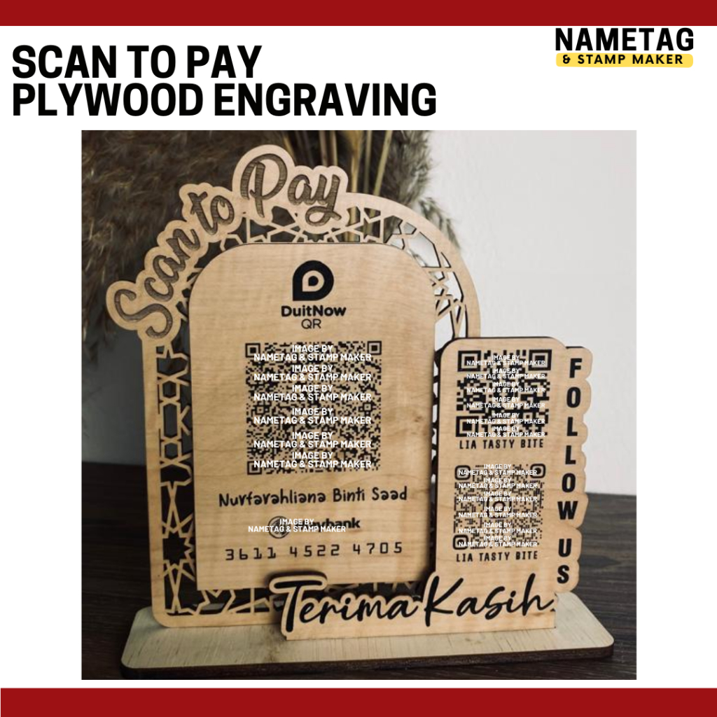 SCAN TO PAY PLYWOOD ENGRAVE | Shopee Malaysia