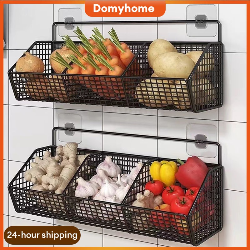 1/2/3 Grids Wall Mounted Onion Storage Basket Bekas Bawang Onion ...