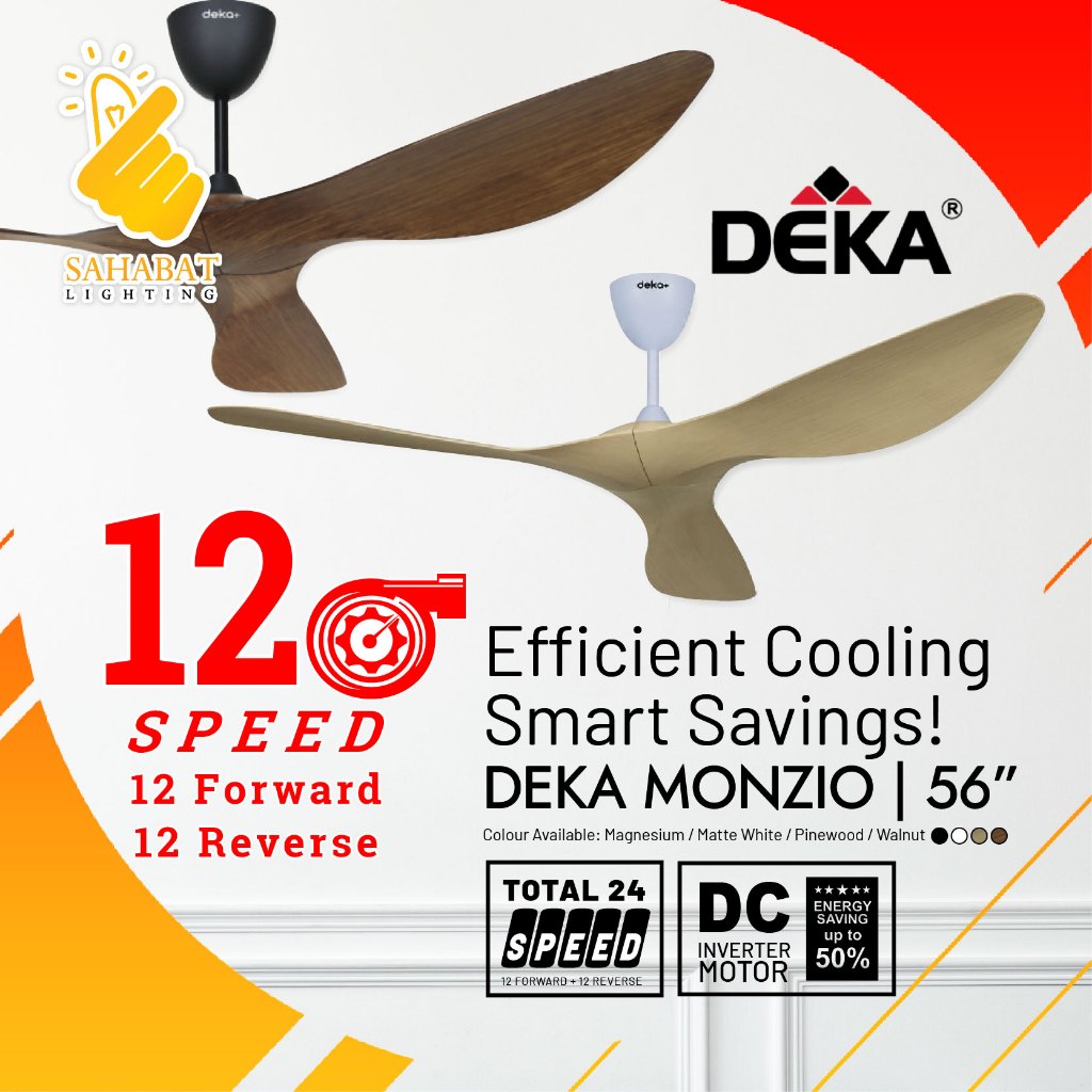 [SIRIM] DEKA+ MONZIO 56" 3 Blades 24 Speeds + Reverse With Remote ...