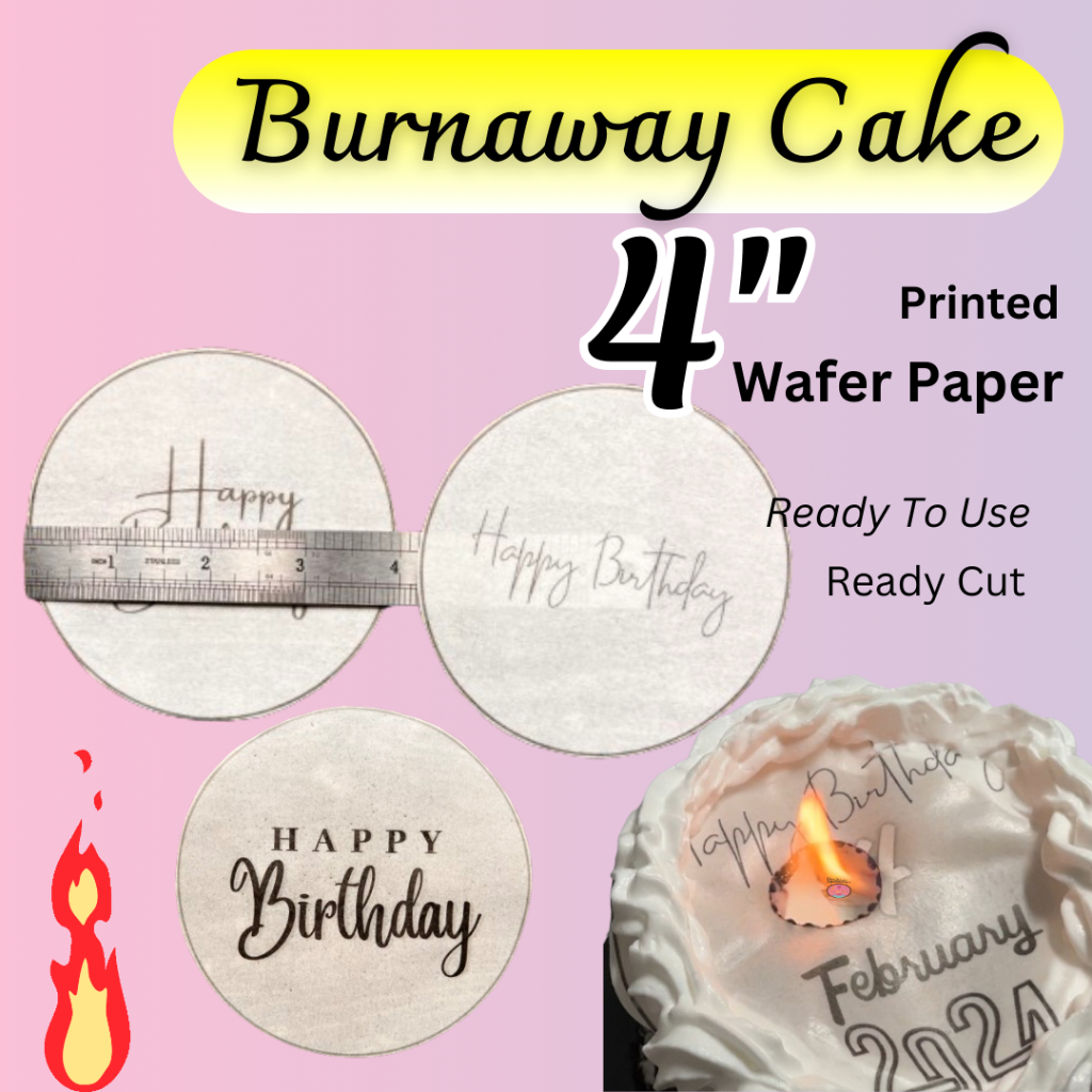 Burnaway cake Wafer paper printing, 4",edible cake decoration, wafer ...