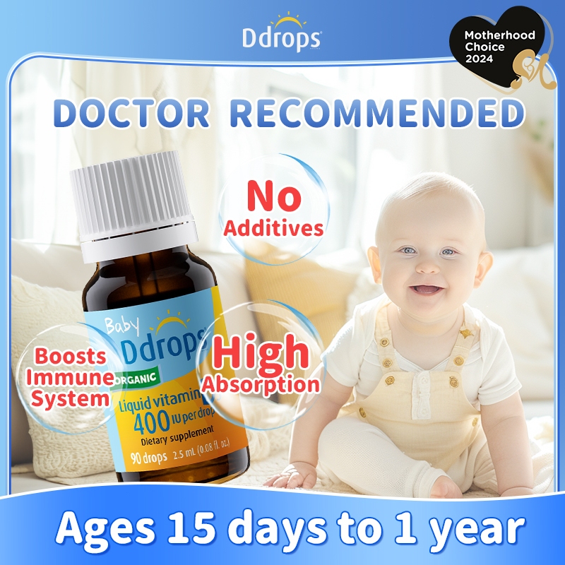 Ddrops Baby Liquid Vitamin D3 400IU Supplement for Infants. Toddler Immunity Booster.液体维生素D3滴剂 ...