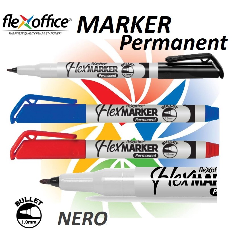 FlexOffice FlexMarker Slim Permanent Marker Blue/Black/Red FO-PM02 ...
