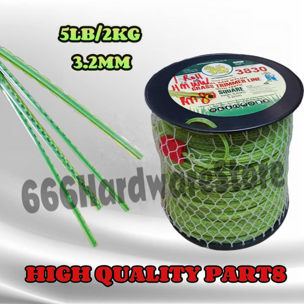 Thai Lion High Quality Dual Saw Nylon Grass Trimmer Line With Teeth 5LB/2KG 3.2mm | Shopee Malaysia