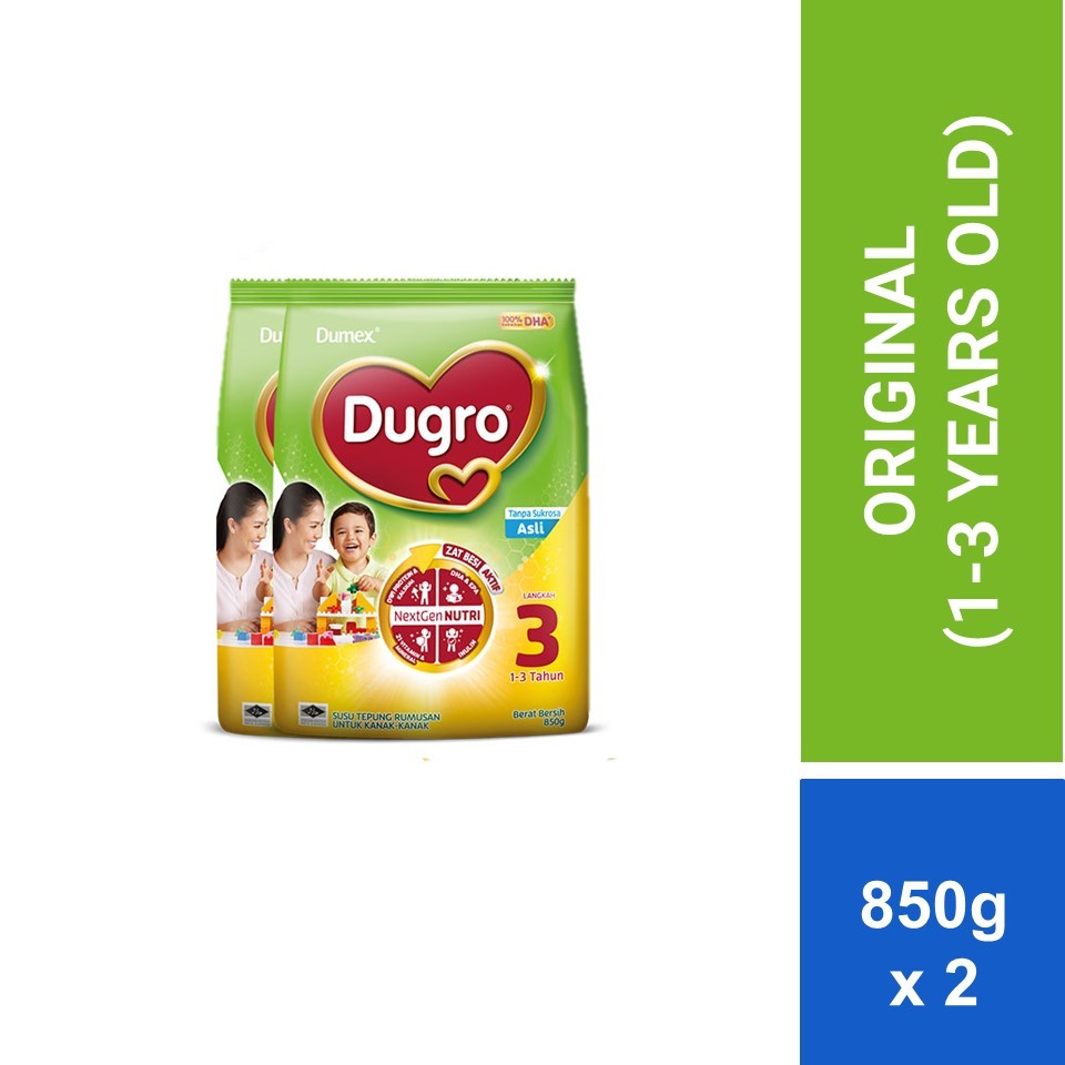 [Bundle of 2] Dumex Dugro Step 3 Original/Asli Growing Up Milk Formula 1-3 years (850g) | Shopee ...