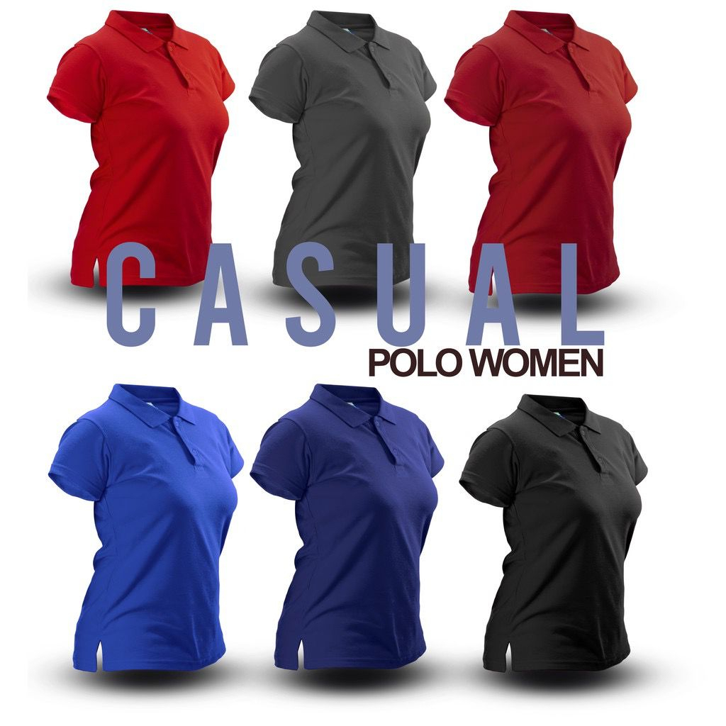 [ WOMEN ] 200GSM PREMIUM COTTON WOMEN CUTTING PLAIN COLLARED POLO SHIRT ...
