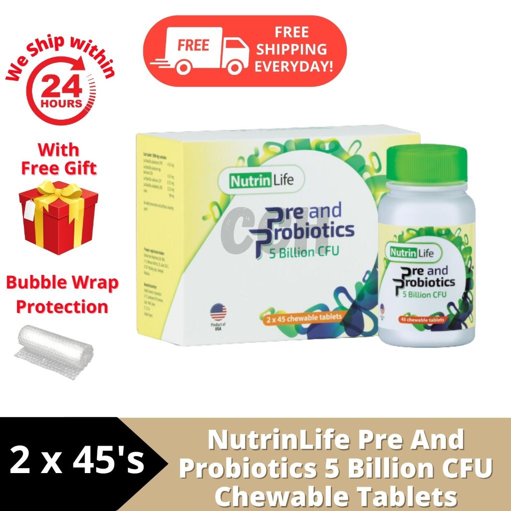 NutrinLife Pre And Probiotics 5 Billion CFU Chewable Tablets -2x45's ...