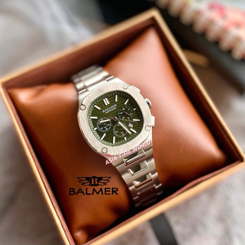 [Original] Balmer A8823G SS-6 Chronograph Sapphire Men's Watch with Olive Green Dial and 50m ...