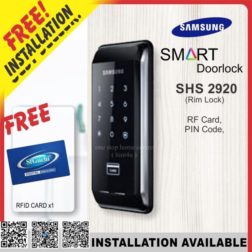 Samsung SHS 2920 Rim Digital Door Lock (FREE Door Lock RFID Card x1 ...