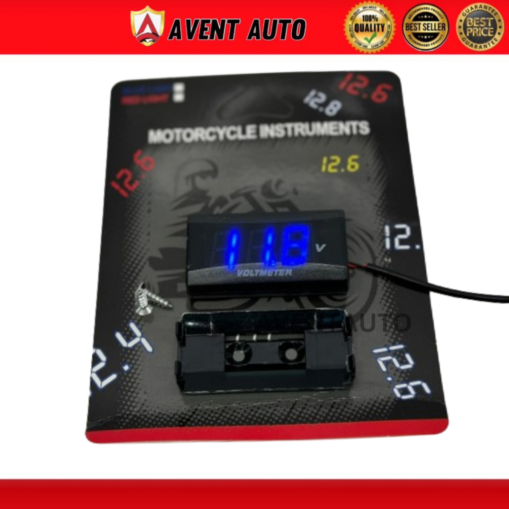 12V LED Digital Display Voltmeter Car Motorcycle Voltage Meter Volt ...