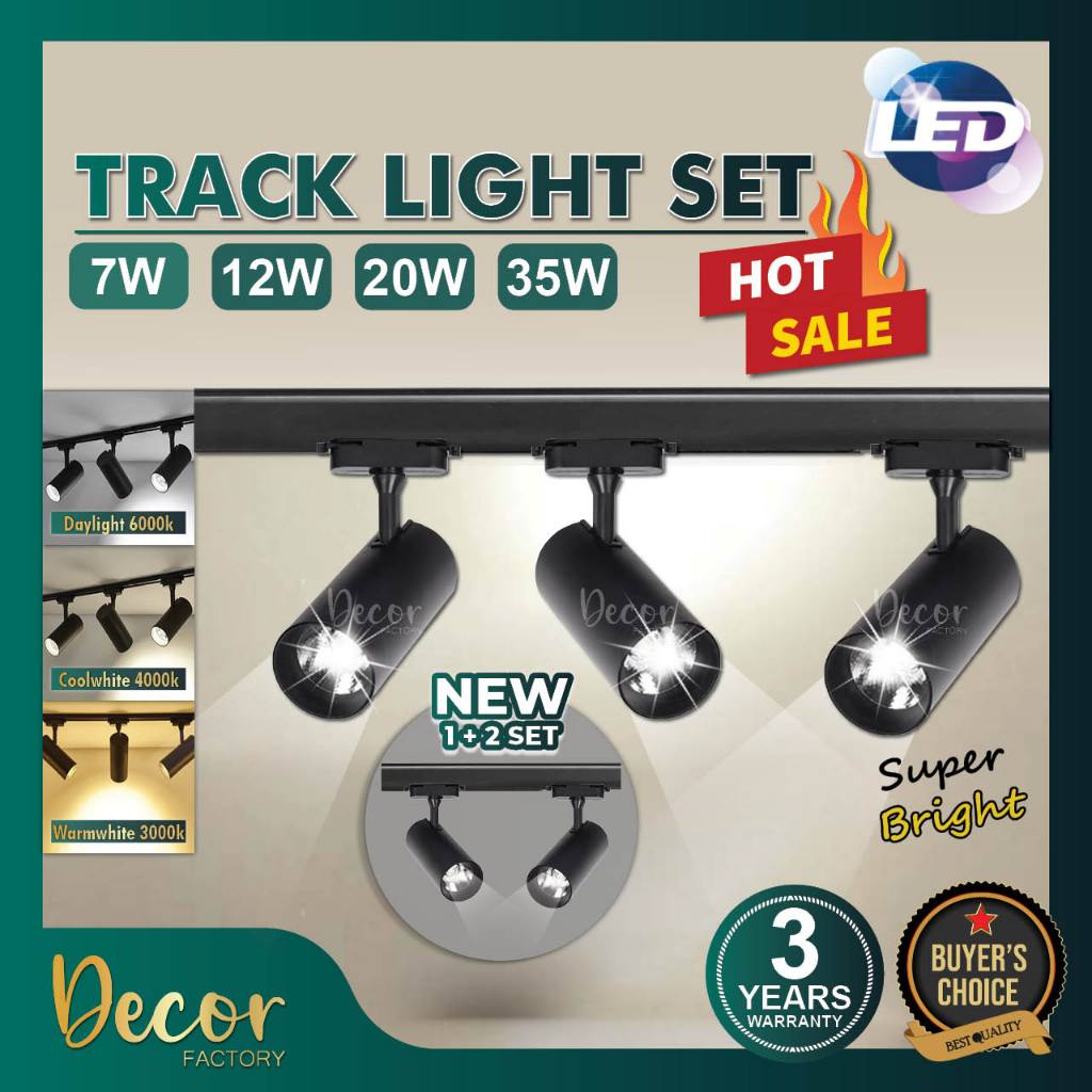 [SET] LED Track Light 7W/12W/20W/35W LED Spotlight Ceiling Track Spot ...