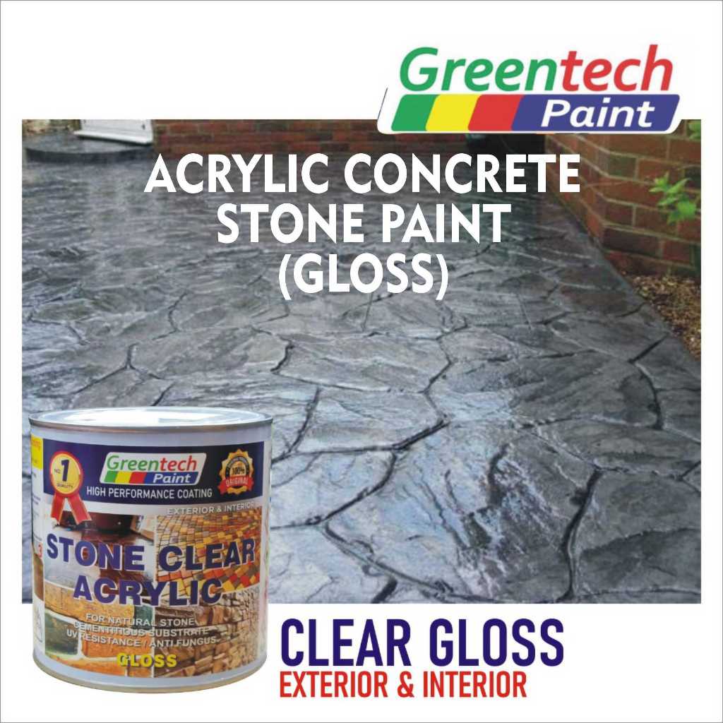 5 LITER (FREE ROLLER 7") ACRYLIC CONCRETE STONE PAINT COLOURS (GLOSS ...